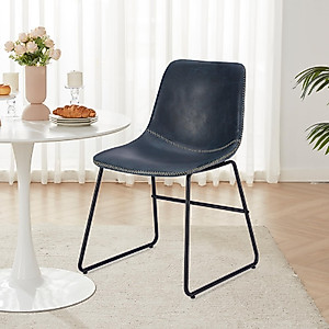 Soohow Set of 2, Kitchen Room Mid Century Midcentury Modern Faux Leather Comfortable, Home, Bistro Coffee Shop, Dining Chairs 4 PCS, Blue