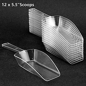 Tytroy 12PC Small 6" Clear Acrylic Plastic Kitchen Candy Dessert Buffet Food Candy Popcorn Sugar Scoops (12 pc)