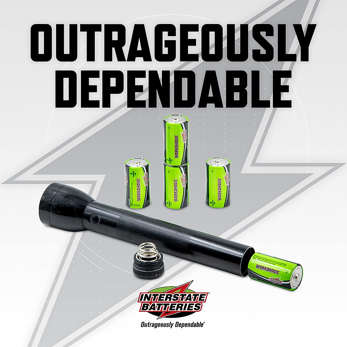 Interstate Batteries D Cell Alkaline Battery (12 Pack) All-Purpose 1.5V High Performance Batteries - Workaholic (DRY0085)