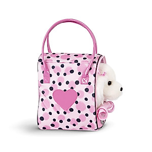 Pucci Pups - Pink Polka Dot Glam Bag with Maltese Pup – Plush Toy Dog with Carrying Dog Bag – Plush Dog for Kids Aged 3 and Up, 8 inches