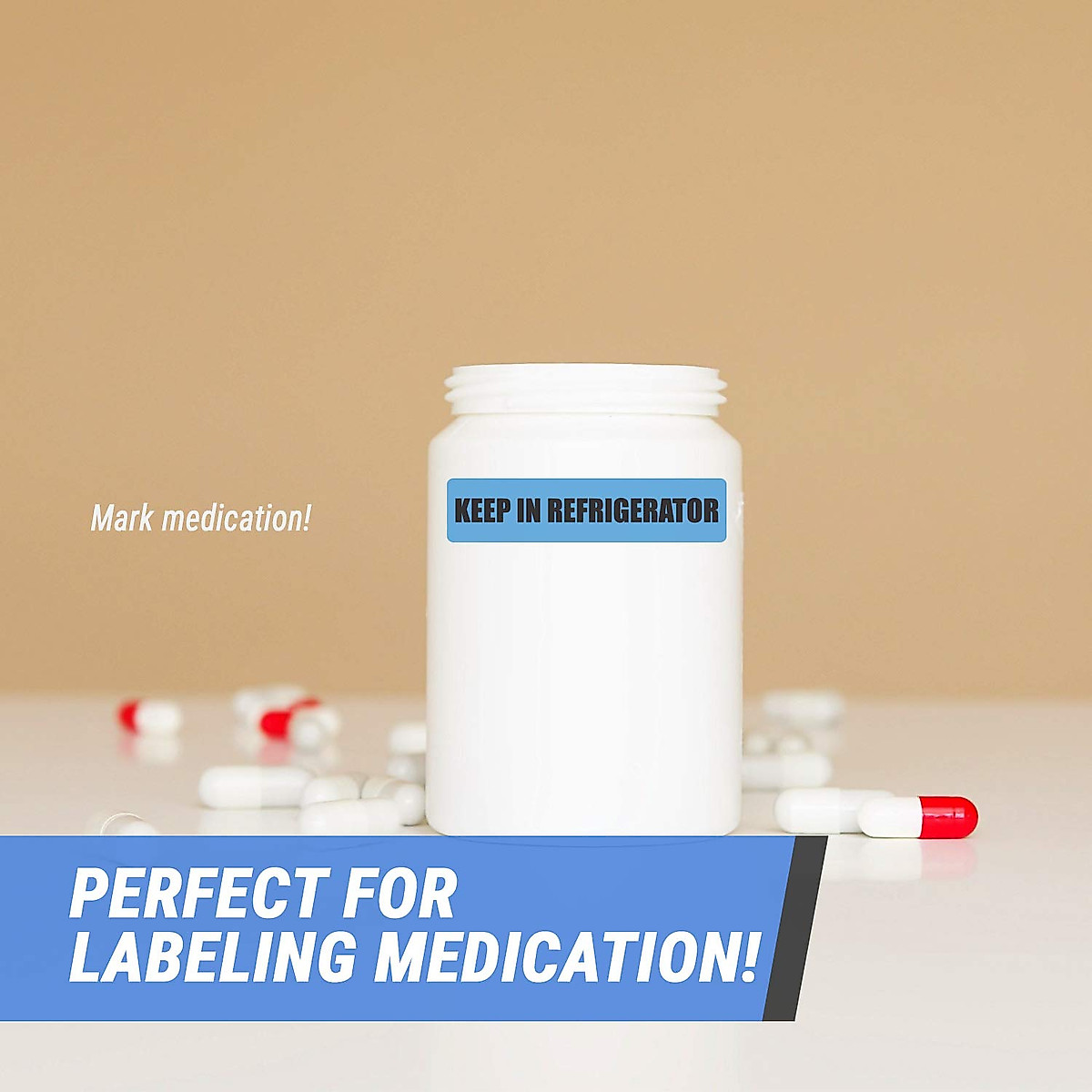 Keep in Refrigerator - Veterinary Label Stickers - 1.63 x 0.38 inch Veterinary Prescription Labels Medical Charts Pharmacy Medication Instruction Vet Stickers File Folder Labels - 1 Packs, 300 Labels