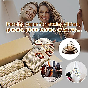 Moving Supplies Honeycomb Packing Paper for Dishes and Glassware 15 Inches * 820 Feet, Large Bubble Cushioning Wrap Roll Eco Friendly Packaging Shipping Material, Sustainable Box Void Filler