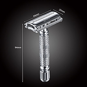 BAILI Butterfly Open TTO Double Edge Metal Safety Razor Wet Shaving Kit for Men Women with Platinum Blade and Mirrored Travel Case BD179