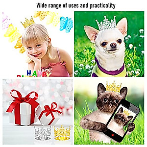 2 PCS Crown Hat for Dogs Cat Crown Headband Pets Crown Birthday Hat Dog Birthday Party Supplies Decoration Dog Rhinestone Faux Pearl Crown for Pets Costume Hair Accessories