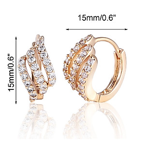 GULICX Eye-catching Gold Tone Three Layer White Rhinestone Hoop Earrings Party