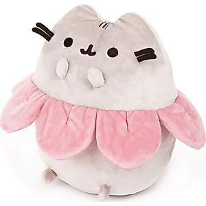 GUND Pink Flower Petals Pusheen Plush Stuffed Animal Cat, Gray and Pink, 9.5”