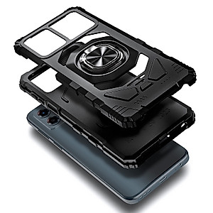 NZND Designed for OnePlus Nord N30 5G Phone Case, Full-Body Protective [Military-Grade], Magnetic Car Ring Holder Cover Case with Tempered Glass Screen Protector (Black)