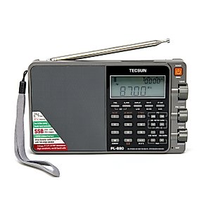 Tecsun PL880 Portable Digital PLL Dual Conversion AM/FM, Longwave & Shortwave Radio with SSB (Single Side Band) Reception, Color Silver