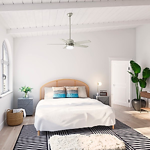 Hunter Fan Company, 50378, 52 inch Aker Fresh White Ceiling Fan with LED Light Kit and Pull Chain