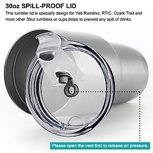 30 oz Tumbler Lids with Drinking Straws, Fits for YETI Rambler, Ozark Trail, Old Style Rtic (Launched before 2016) and More, SENHAI Spill-proof Splash