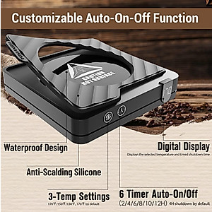 Mug Warmer, Coffee Warmer with Auto Shut Off, Coffee Cup Warmer with 3 Temperature Setting, Cup Warmer for Coffee/Milk/Tea/Beverage/Chocolate, Smart Coffee Mug Warmer for Desk