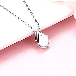 ZLILIJAN 925 Sterling Silver Urn Cremation Ashes Memorial Keepsake Teardrop Eternity Memorial Pendant Mom Dad Jewelry for Women (Ashes Teardrop Pendant)