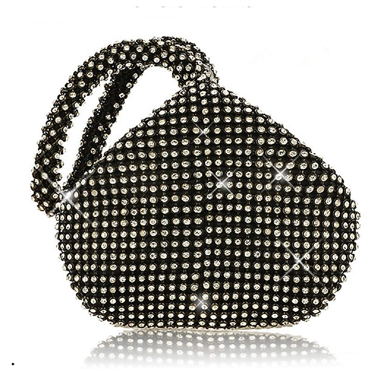Vistatroy Women's Evening Bag Sparkly Rhinestone Purse Triangle Designer Chain Clutch Purse Bag Party Prom Wedding Purse (A Black)