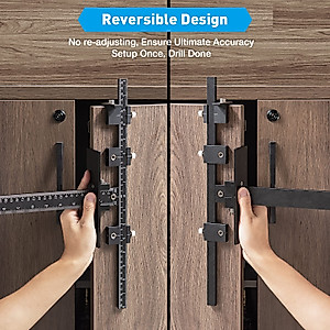 Neitra Cabinet Hardware Jig, Adjustable Drill Guide for Accurate Installation of Door and Drawer Front Handles and Knobs Punch Locator Wood Drilling Doweling Templates Jig Tool