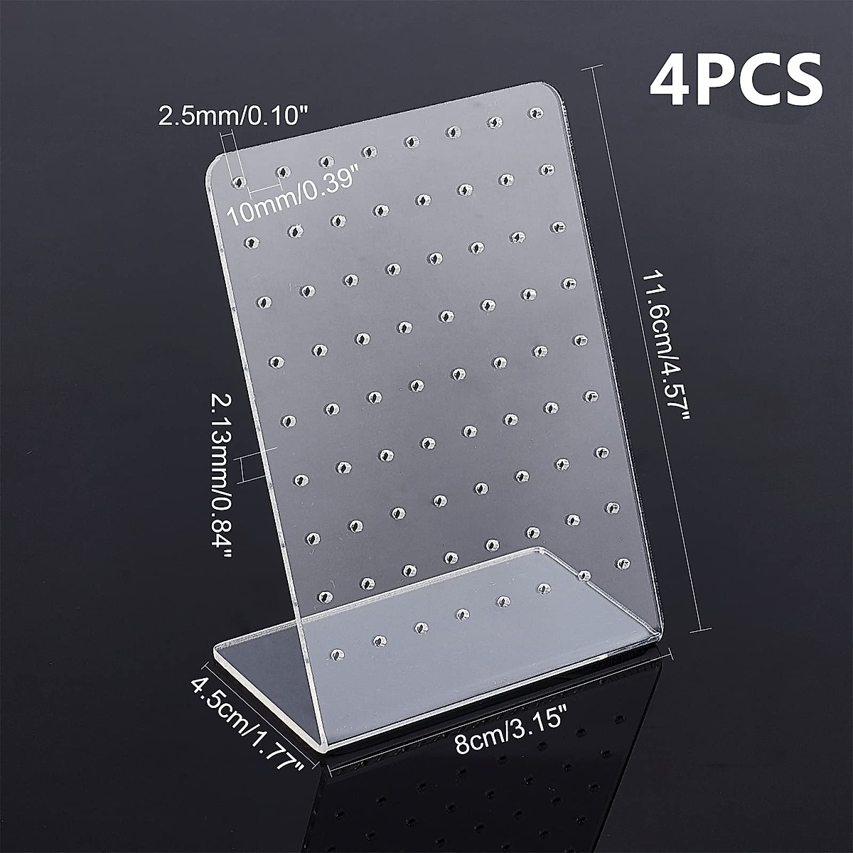 PH PandaHall 4 Pack 72 Holes Acrylic Earring Holder Organizer Ear Studs Jewelry Storage Display Rack Showcase Earrings Display Stand Earring Storage for Selling Retail Marketing Personal 3x2x4.5inch