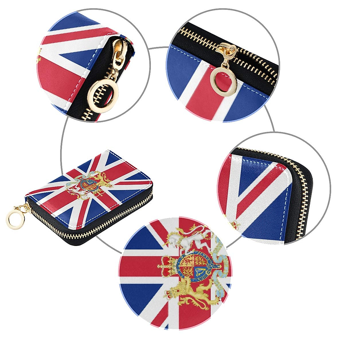 Slim Minimalist Soft Leather Mini Case Holder Organizer Wallet for Women Men London British Flag National Emblem