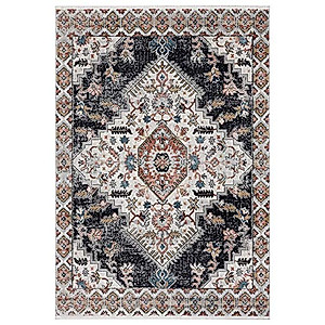 Abani 7'9" x 10'2" Grey & Beige Medallion Area Rug, Azure Collection Classic Accent Rug Rugs