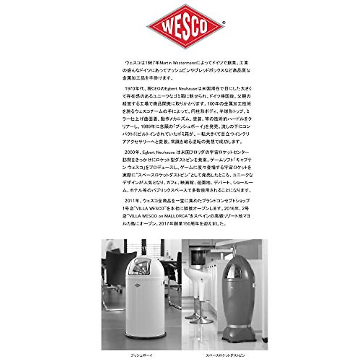 Wesco Single Boy-German Designed-Step Trash Can, Powder Coated Steel, 3.4 Gallon / 13 L, White, Black