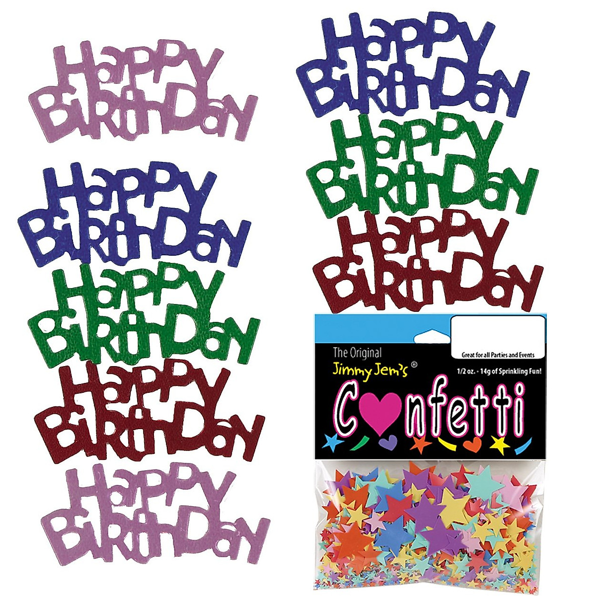 Confetti Word Happy Birthday Multicolors - 2 Half Oz Bags (1 oz) #7829 Q01