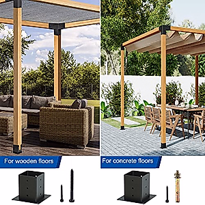 Pergola Kit, 3-Way Right Angle Pergola Brackets, 4 Pack Elevated Wood Stand Kit with Screws for 4x4 (Actual: 3.5x3.5 Inch) Lumber, Woodworks DIY Post Base Kit, Outdoor Pergola Hardware Kit