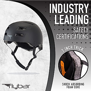 Flybar Bike Helmet- Multi Sport Dual Certified Adjustable Dial, Skateboard Helmet, Roller Skating, Pogo, Electric Scooter, Snowboard, Boys and Girls Kids- Adults Helmets (Blk,M-L)