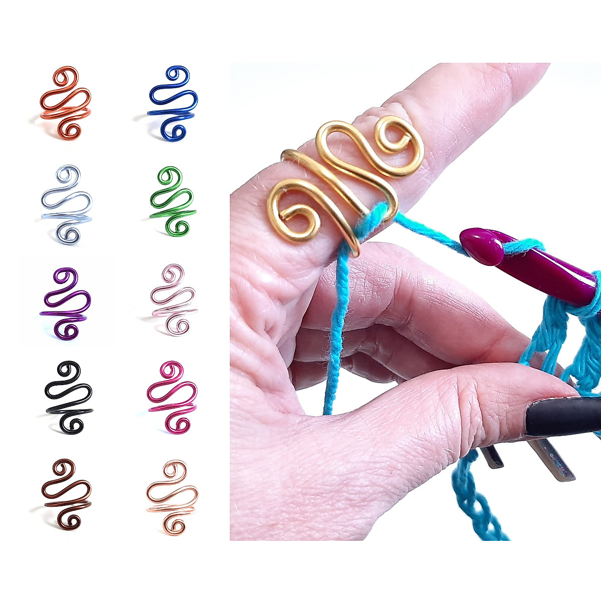 Handmade Crochet Tension Ring | ZigZag Wire Wrapped Knitting or Crochet Tool | Crochet Gifts and Accessories Active