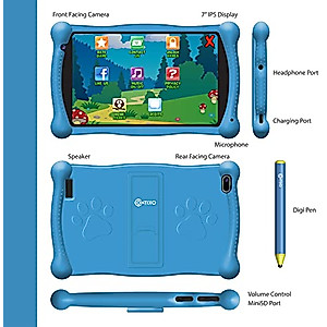 Contixo Kids Tablet V10, 7-inch HD, Toddler Tablet Ages 3-7, Parental Control, 32GB, WiFi, Learning Tablet for Children with Includes 50+ Disney Storybooks & Stickers (Value $200) Blue