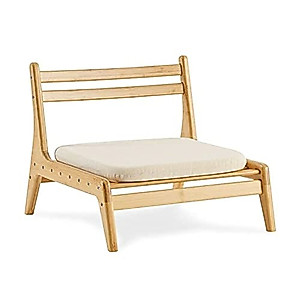 MAXCBD Desk Chair Side Chairs Bamboo Floor Seat Chair for Living Room Japanese Chair w/Cushion Dining Room Chair