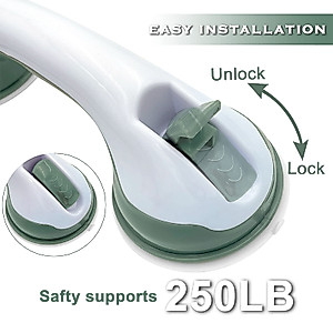 2 Pack Shower Handle - 12 inch Grab Bars for Bathroom with Strong Suction Cup,Bathroom Balance Bar Safety Hand Rail,Shower Grab Bars for Injury,Senior,Elderly