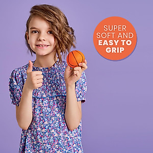 Mini Basketball Stress Balls - (Pack of 24) 2.5 Inch Small Foam Basketballs for Kids, Sports Theme Party Favor Toys Birthday Party Game, Stress Relief Squeeze Balls, Stocking Stuffers