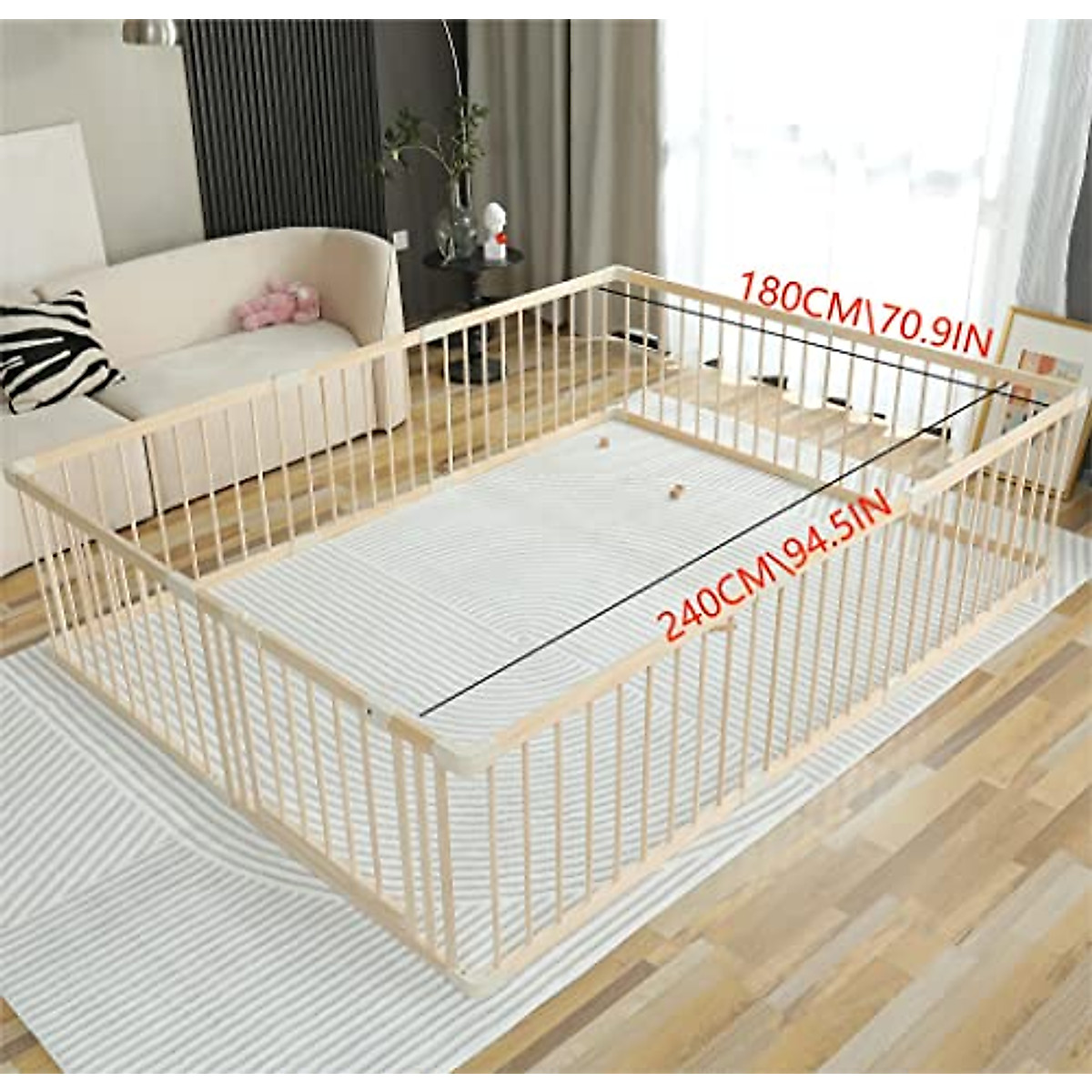 Conababy Baby Playpen Play Fence Gate Play Pen Wood Large,Playpens for Babies and Toddlers Kids Indoor,Baby Play Yards Gym Area,Baby Day Care Play Pin(180x240CM)…