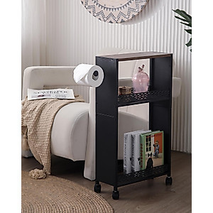 OhuaCason Toilet Paper Holder Stand for Small Bathroom Storage:Skinny Bathroom Storage Cabinet for Small Spaces Tiny Apartment