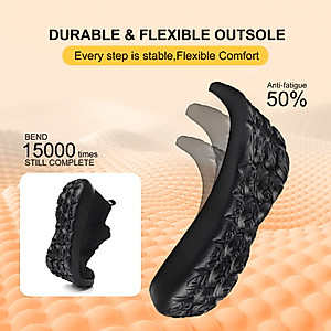 Grand Attack Walking Tennis Shoes for Women-Non Slip On Breathable Mesh Sneakers,Comfort&Lightweight Soft Sole,for Food Service Yoga,Driving, Travel Black Size 8.5