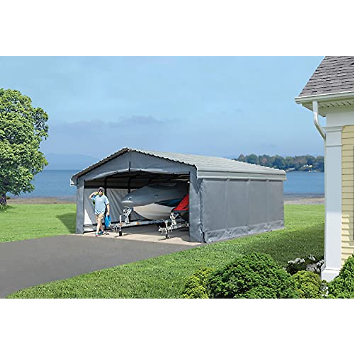 Arrow Carports Enclosure Kit for Galvanized Steel Carport, Fabric Carport Wall Panels, 20' x 20' x 7'