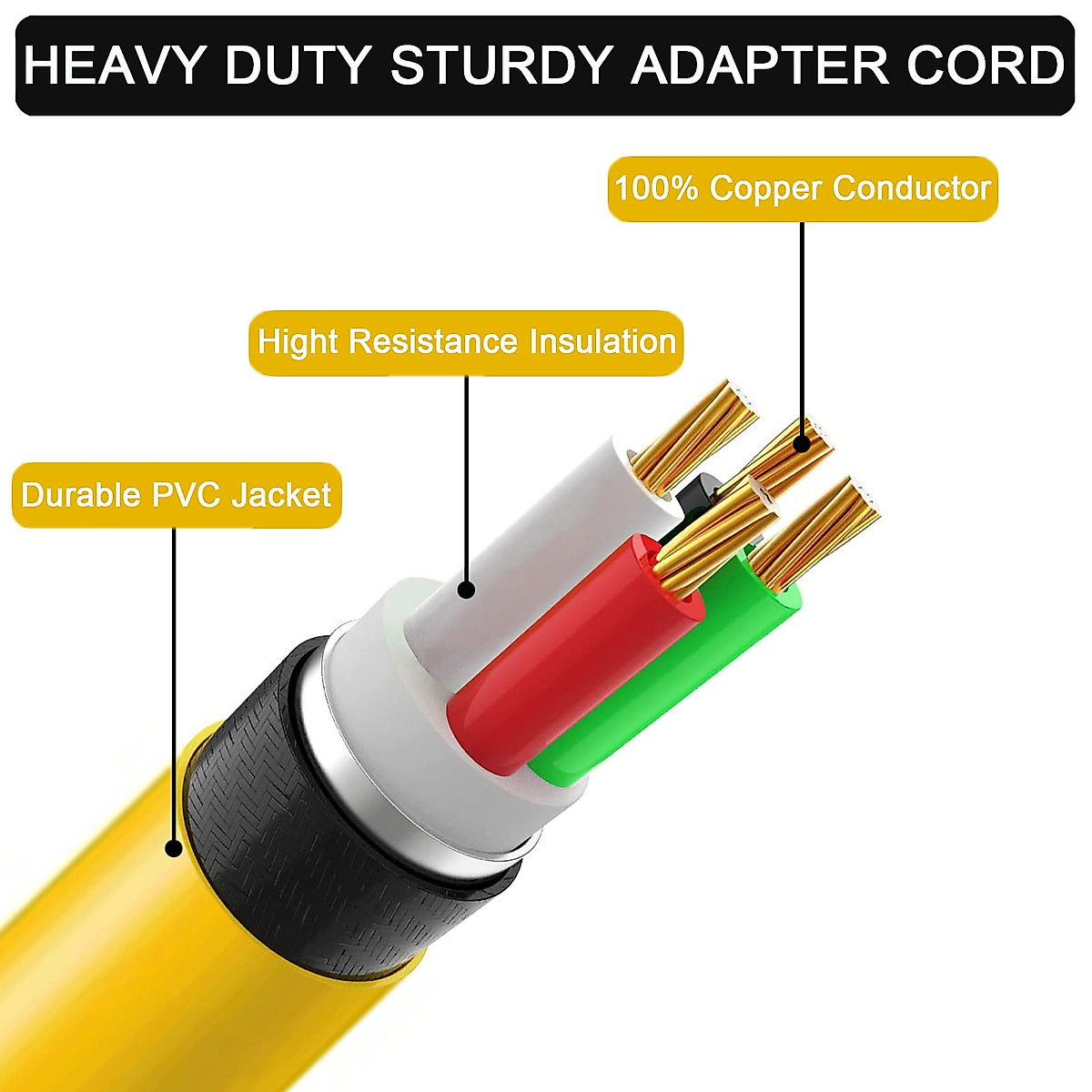 EXCELFU Nema L14-30P to 6-50R Welder Adapter Plug, Generator to Welder Power Adapter Cord, 30 Amp 4 Prong Twist Lock Generator Plug to 3 Prong Welder Adapter