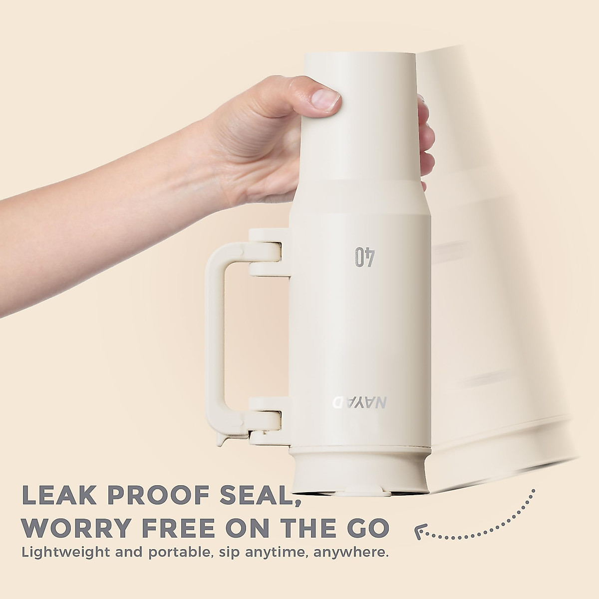 NAYAD 40oz Tumbler with Handle and Straw, Insulated Stainless Steel 40 oz Water Bottle with Flip Lid & Straw Lid,Cup Holder Compatible for Travel, Holiday Gift with Foldable Handle