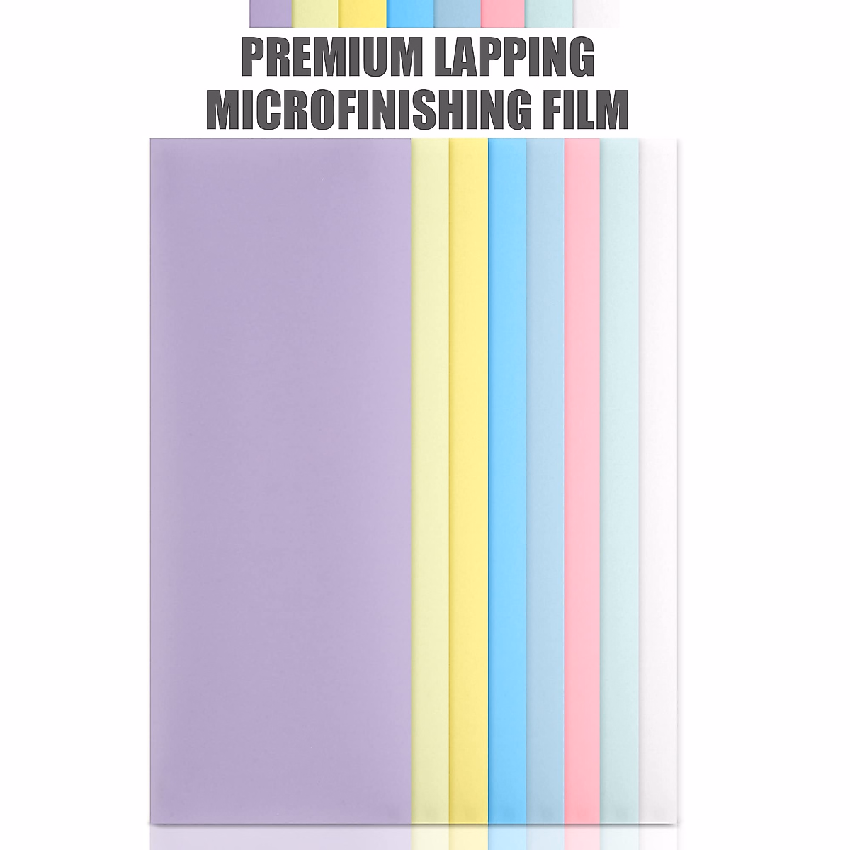Lapping Microfinishing Film With PSA - Set of 8 Polishing Sheets 4.25’’ x 11’’ for Scary Sharp Sharpening System - AO Aluminum Oxide With Pressure Sensitive Adhesive