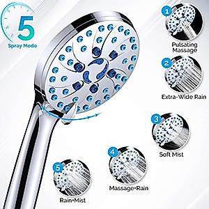 Shower Heads High Pressure with Spray, DOTTE Handheld Shower Head with Hose, Showerhead Built-in Power Wash to Clean Tub, Tile & Pets, Extra Long 6‘5” Stainless Steel Hose, Wall & Overhead Brackets