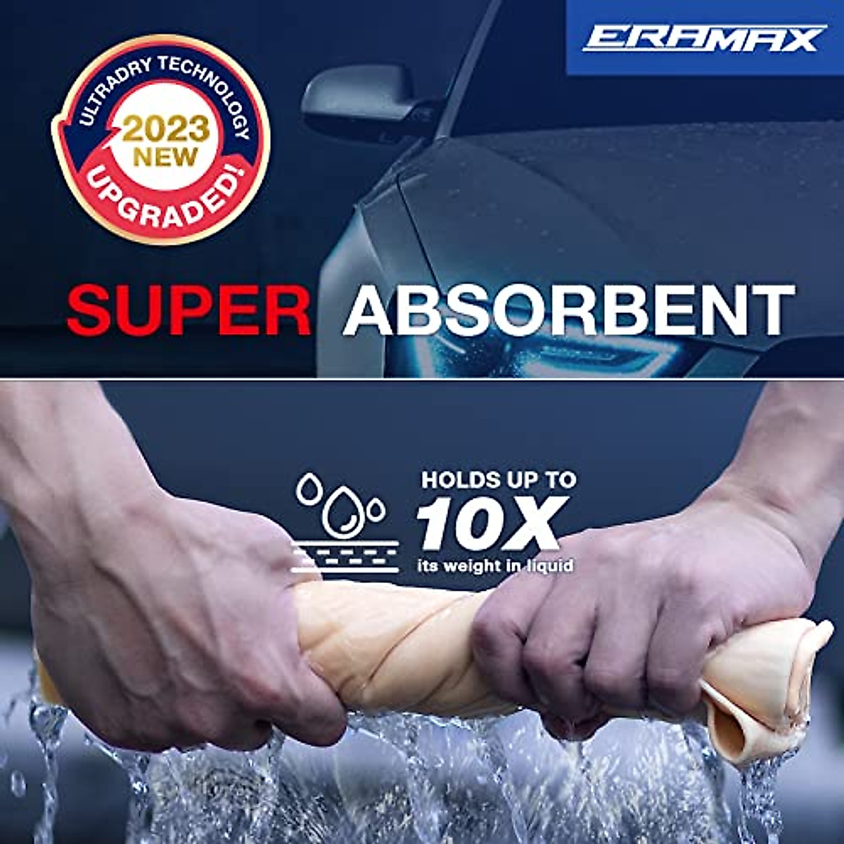 Eramax Super Value 4 Pack Professional Shammy Towel for Car (2XL and 2 Mini Chamois Cloth for Car Drying) Super Absorbent Car Drying Towel, Car Chamois and Boat Towel