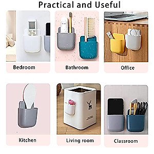 LVYOUIF 3 Pack Remote Control Holder Wall Mount Holders Hole-Free Phone Charging Organizer Pen Storage Containers For Home Office School Supply Storage (White)