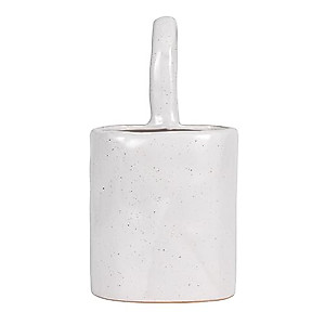 Creative Co-Op Stoneware Dish Brush, White Speckled Finish Sponge Holder