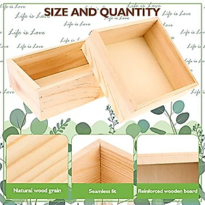 craftshou 10 Pcs Unfinished Wooden Box 7.5x5in Rectangle Wood Storage Organizer for Crafts 6x6in Succulent Planter Square Storage Container Rustic Pine Boxes for Collectibles Jewelry Decor