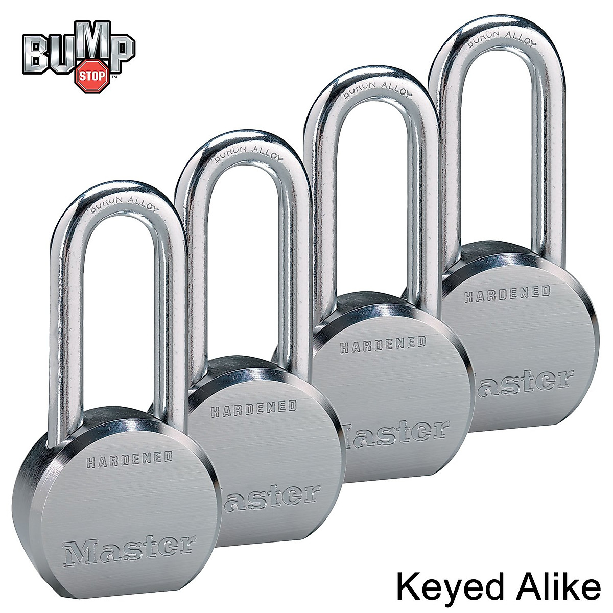 Master Lock - (4) High Security Pro Series Keyed Alike Padlocks 6230NKALH-4 w/BumpStop Technology
