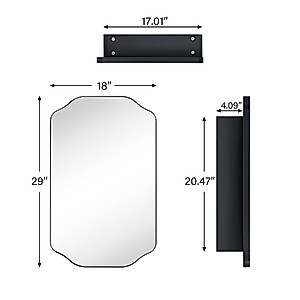 GRACTO Arched Metal Surface Mount Medicine Cabinet with Mirror Rectangle Bathroom Cabinet, 18'' W x 29'' H