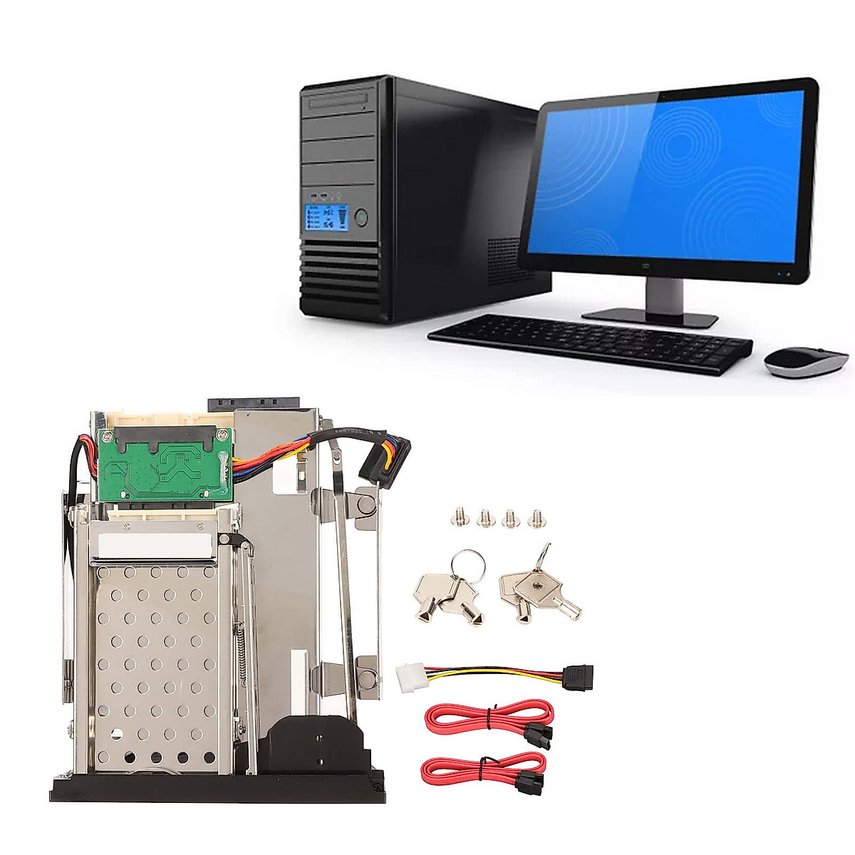 2.5in Trayless Hot Swap Mobile Rack Backplane, Bay Internal HDD Enclosure Cage, Support SATA I/II/III 6Gbps for 2.5" 3.5”Hard Drive SSD from 9.5mm-26mm Thick