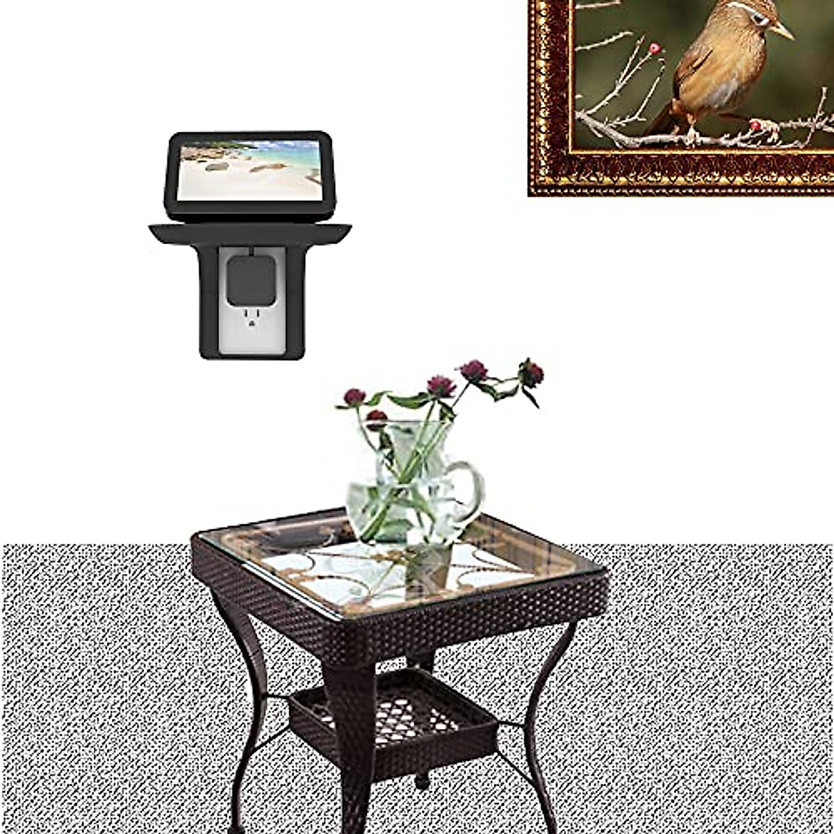 Mtom Wall Mount Hanger Stand for Amazon Echo Show 5/Show 8 Outlet Shelf (White)