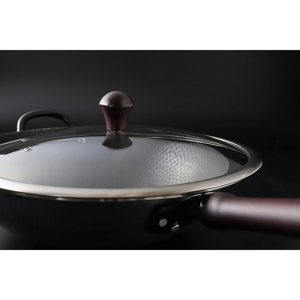 JIA Carbon Steel Companion Wok with Lid - 32CM, Black