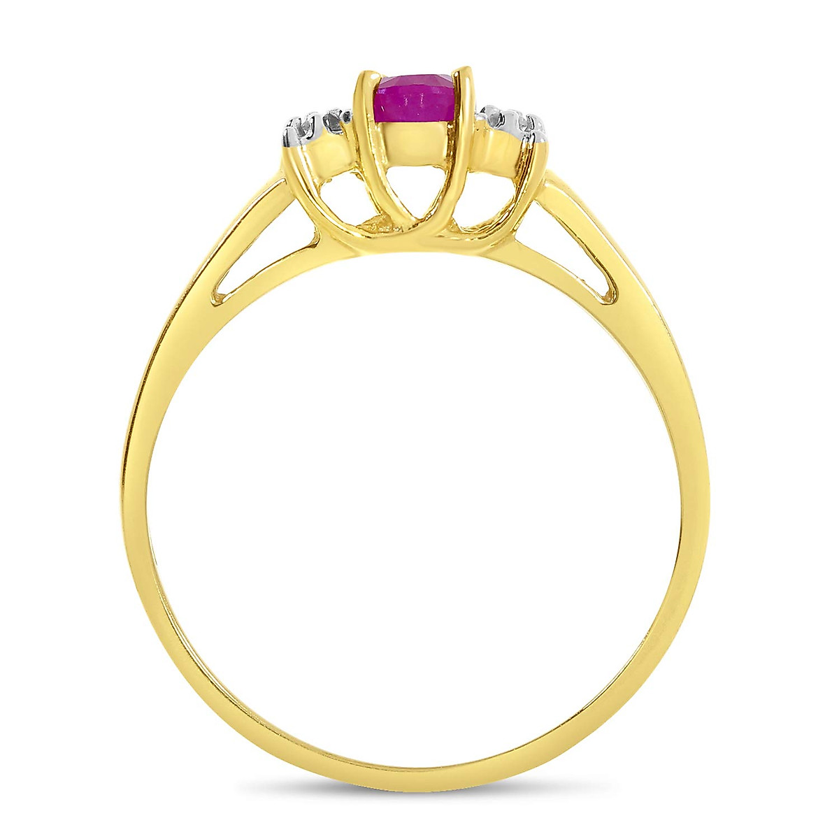 Direct-Jewelry 10k Yellow Gold Round Ruby And Diamond Ring (Size 7)
