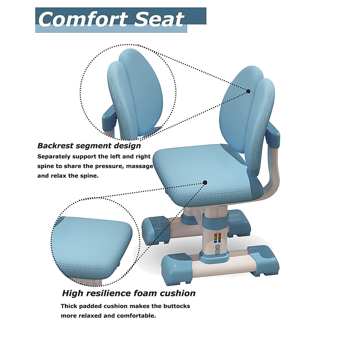 Kids' Table Chair Sets, Kids' Desks Chair, Children Study Desk Writing Table Computer Workstation With Large Storage Drawer And Bookshelf, Height Adjustable Kids Bedroom Furniture ( Color : Blue )