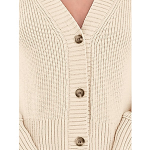 LILLUSORY Women's Cropped Cardigan Oversized Button Sweaters 2025 Fall Trendy Knit Dressy Fashion Outfits Apricot S